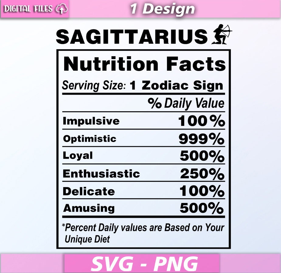 Sagittarius Nutrition Facts Svg Zodiac Sign Sagittarius Sagittarius