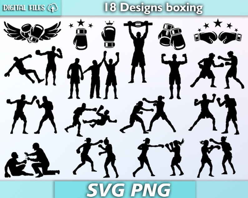 Boxing Bundle Svg/ Boxing Silhouette/ Boxing Vector/ Boxing Clipart ...