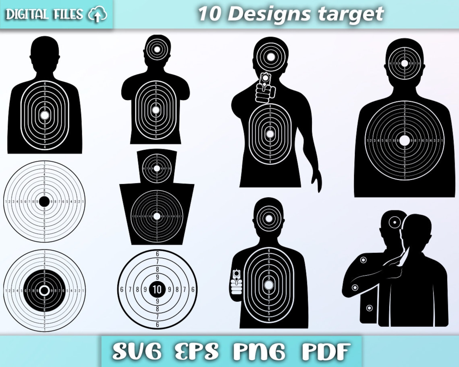 Target Bundle Svg/ Shooting Svg/ Shooting Target Vector/ Silhouette Cut ...