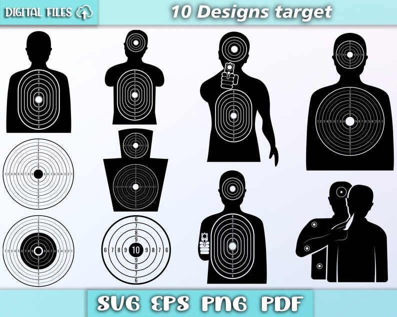 Target Bundle Svg/ Shooting Svg/ Shooting Target Vector/ Silhouette Cut ...