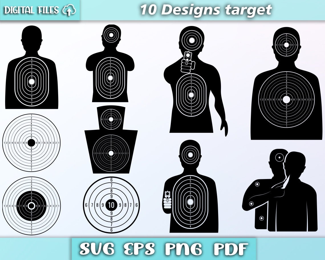 Target Bundle Svg/ Shooting Svg/ Shooting Target Vector/ Silhouette Cut ...