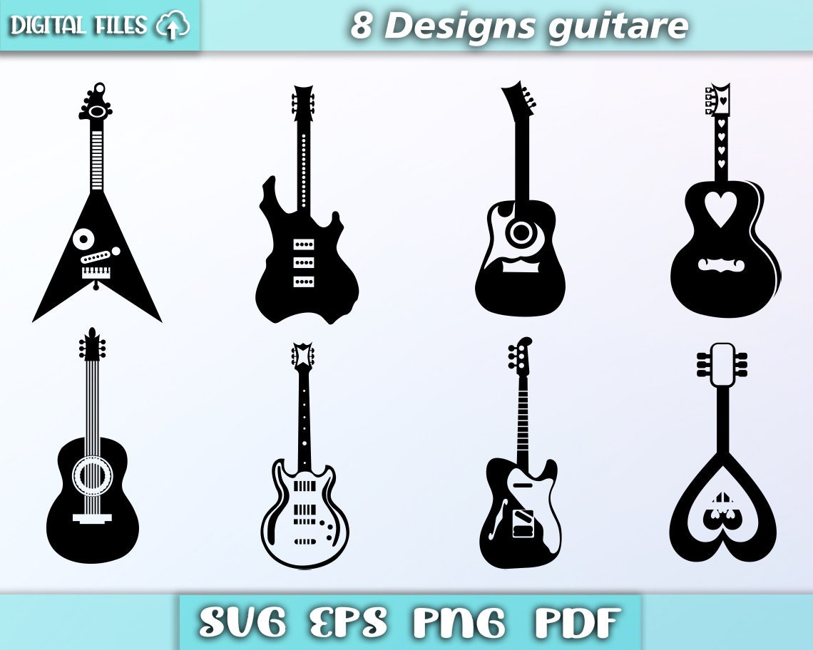 Guitar Svg/ Guitare Silhouette/ Guitare Vector/ Musical Instrument Svg ...