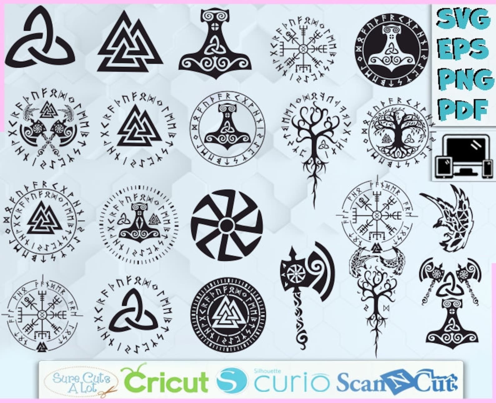 Viking Symbols Circle rune Valknut svg scandinavian rune | Etsy