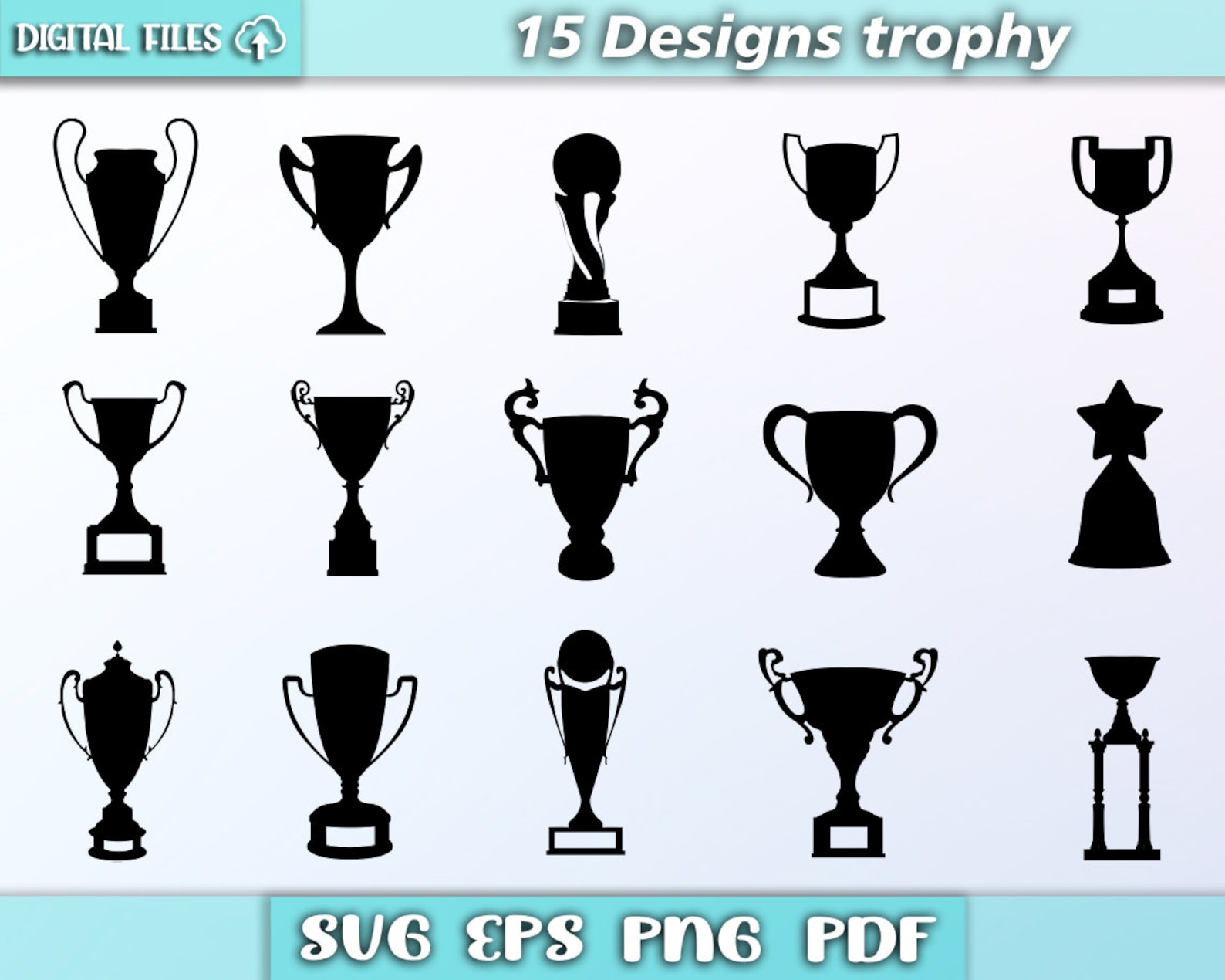 Trophy Svg/ Trophy Silhouette/ Bundle Svg/ Trophy Vector/ Trophy ...
