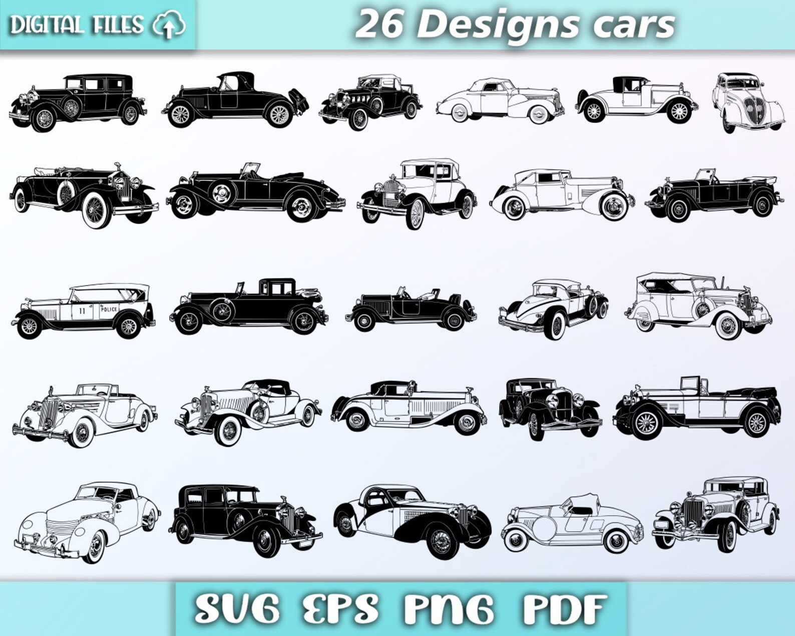 Cars Bundle Svg/ Old Car Svg/ Car Svg/ Vintage Cars/ Muscle Car Svg ...