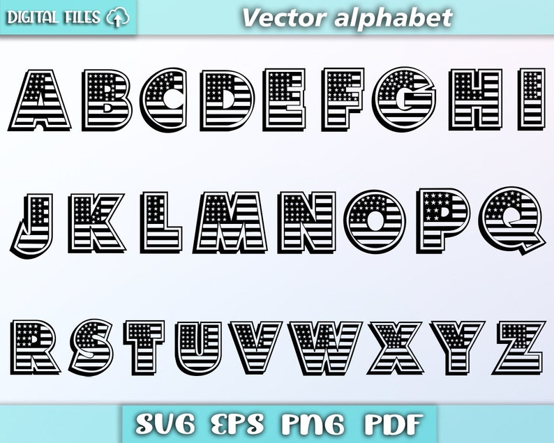 USA Alphabet Svg/ American Font Svg/ USA Vector Svg/ USA Font ...