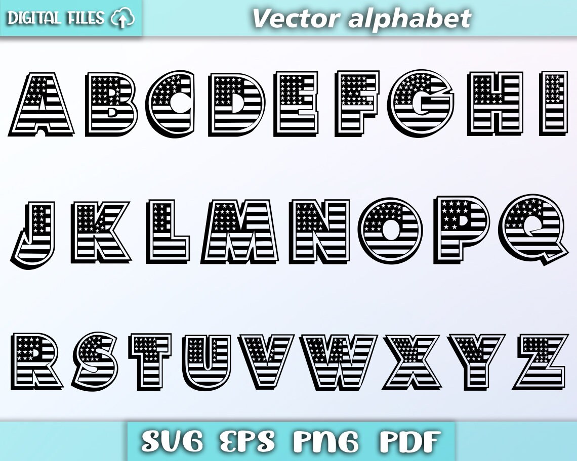 USA Alphabet Svg/ American Font Svg/ USA Vector Svg/ USA Font ...