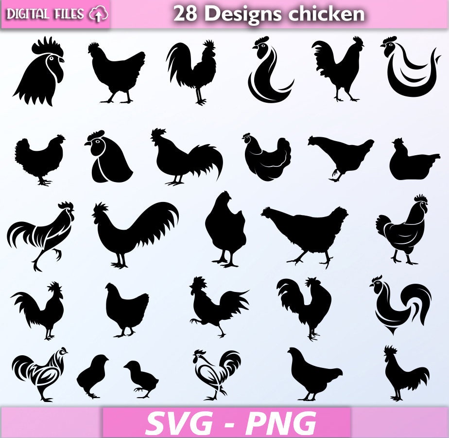 Chicken Bundle Svg/ Chicken Silhouette/ Vector Chicken Svg/ Rooster Svg ...
