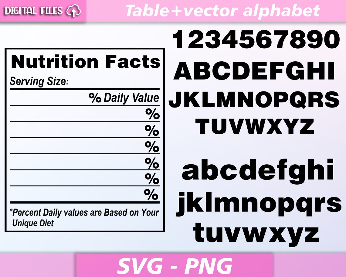 Nutrition Facts Svg/ Nutrition Facts Tables/ Vector Nutriton/ Facts ...