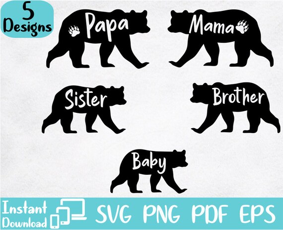 Mama Bear Svg Papa Bear Baby Bear Svg Family Bear Bear | Etsy