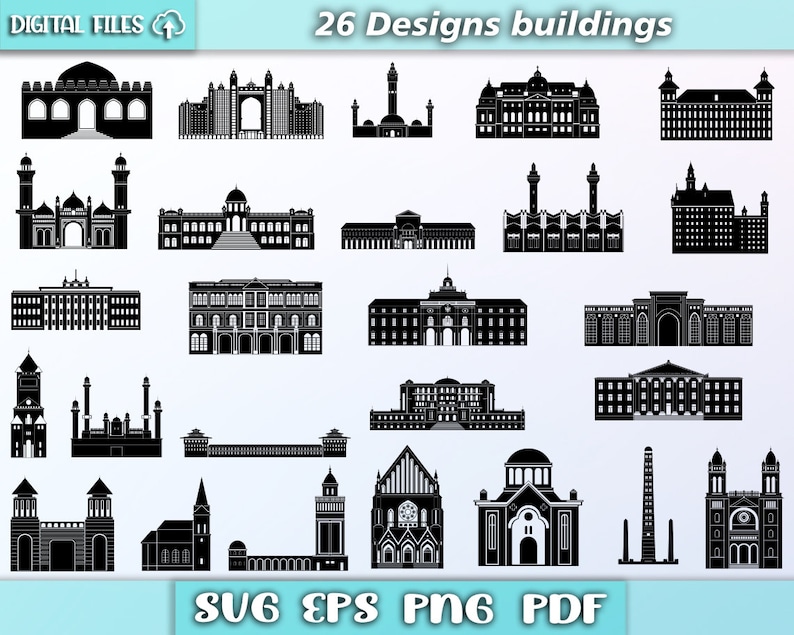 Buildings Bundle Svg/ Building Svg/ Building Silhouette/ Vector ...