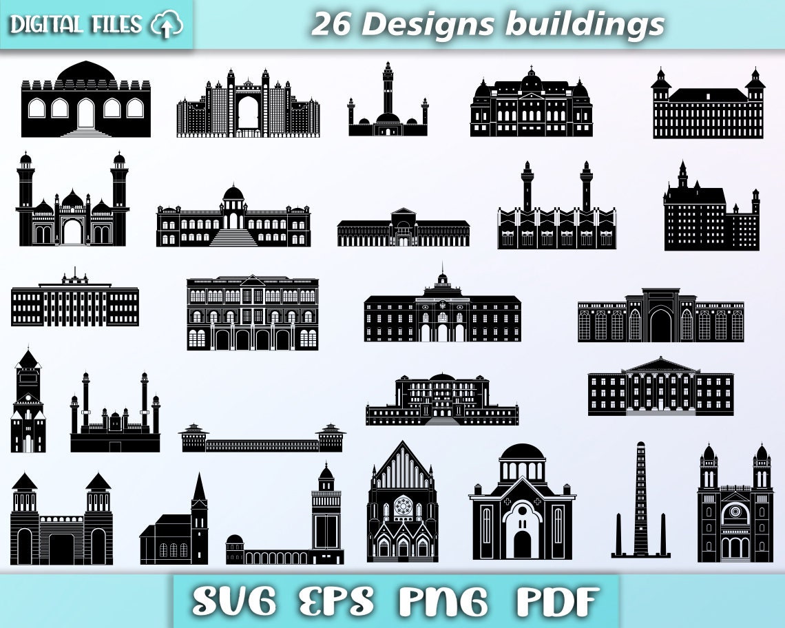 Buildings Bundle Svg/ Building Svg/ Building Silhouette/ Vector ...