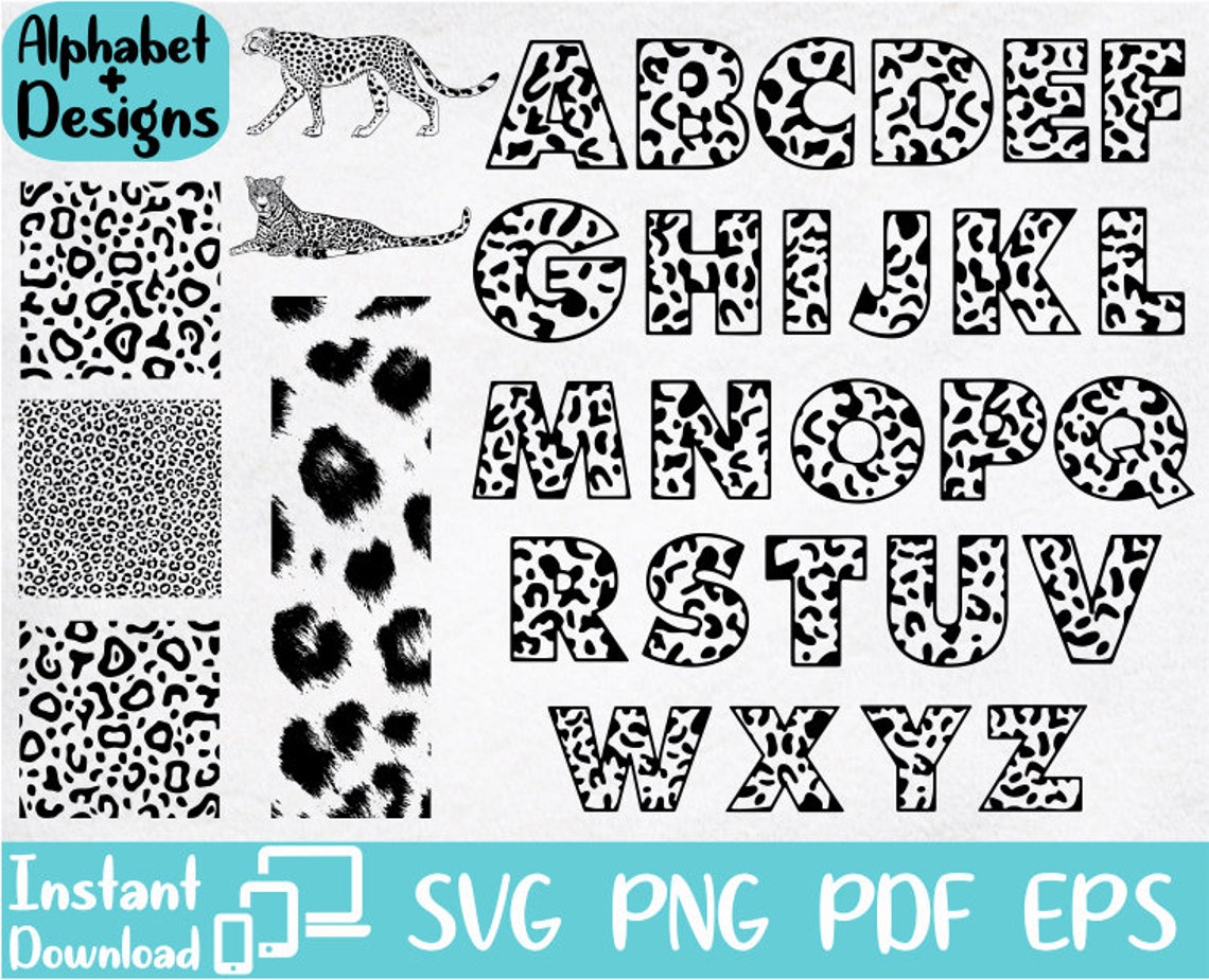 Leopard SVG Leopard Alphabet Svg Leopard Pattern Leopard - Etsy