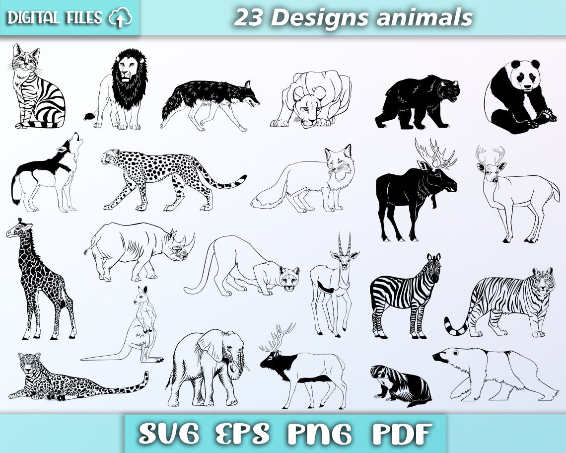 Animals Svg/ Wild Animals Svg/ African Animals Svg/ Zoo Animals/ Eps ...