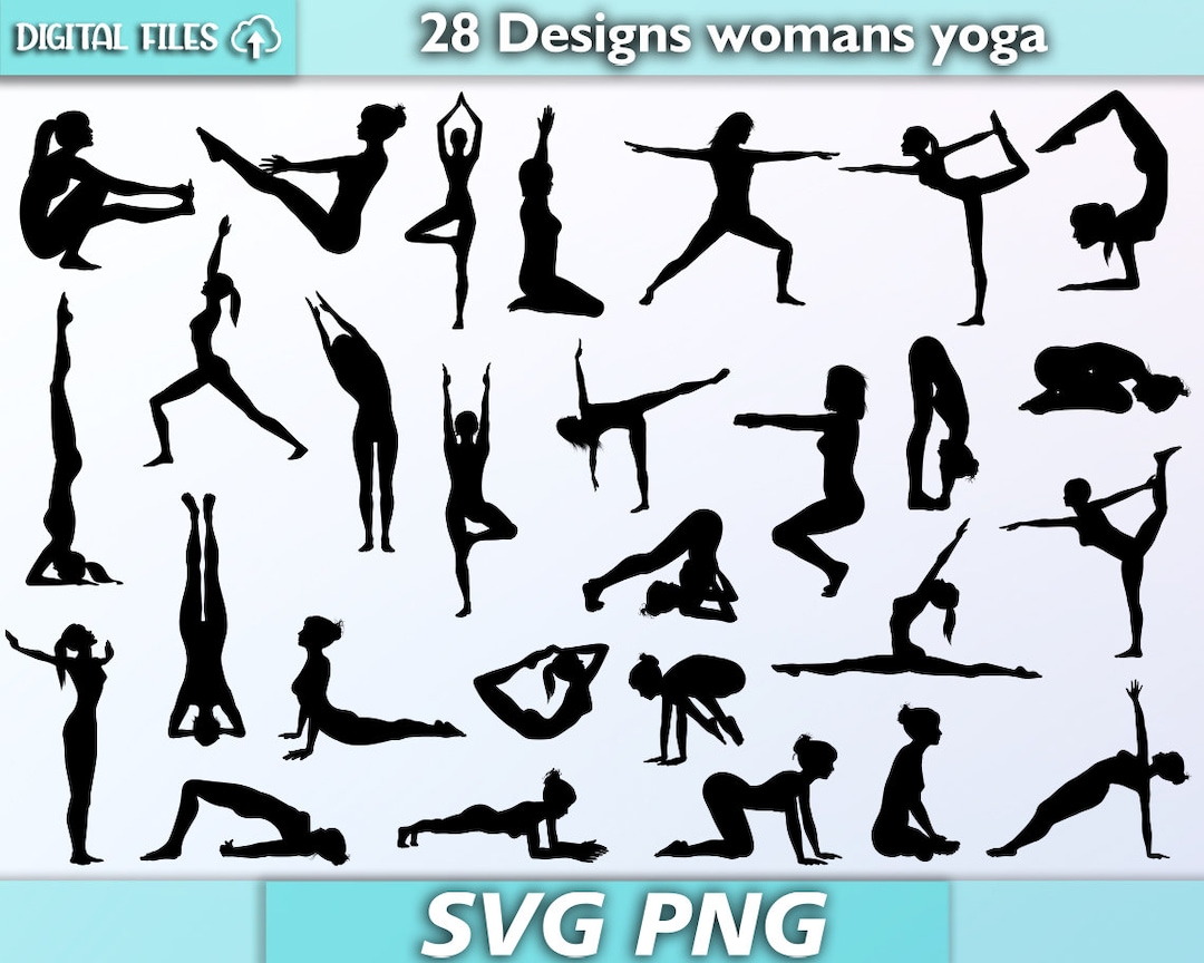 Yoga Poses Bundle Svg/ Yoga Svg/ Womans Yoga Svg/ Yoga Silhouette ...