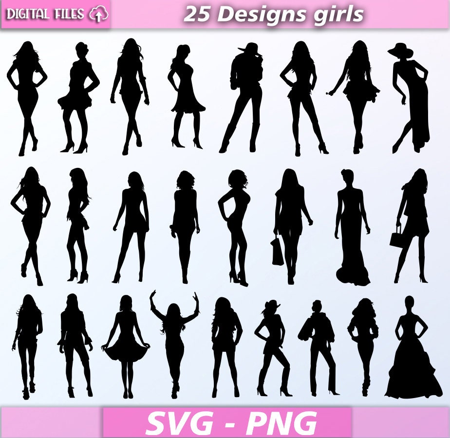 Woman Silhouette Svg/ Woman Model Svg/ Girl Model/ Woman Clipart ...