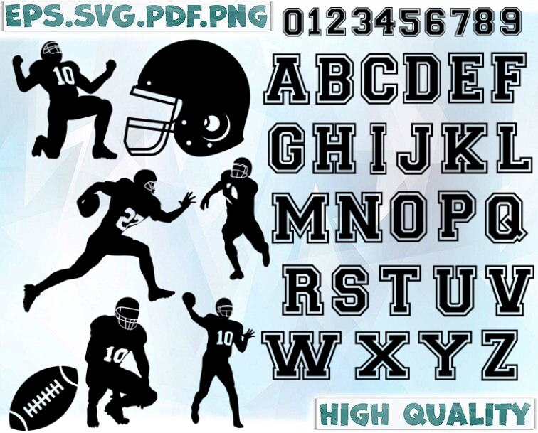 Football alphabet svg football font svg american football | Etsy