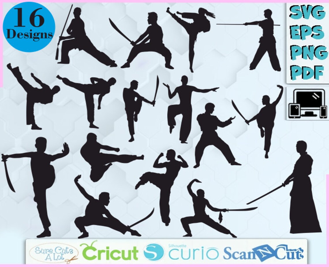 Fighters SVG Fight pose Silhouette bundle clip art | Etsy