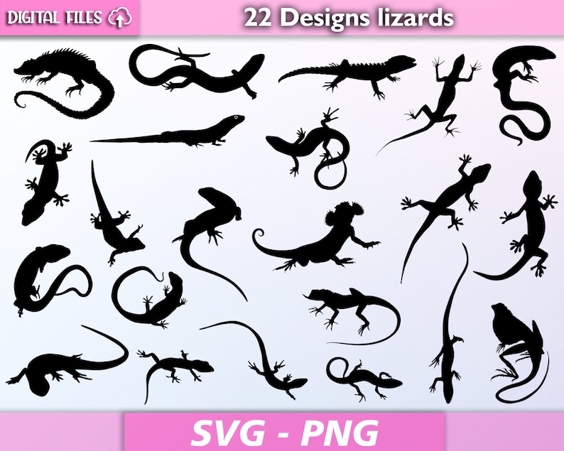 Lizards Bundle Svg/ Lizard Silhouette/ Lizard Clipart/ Lizard Vector ...