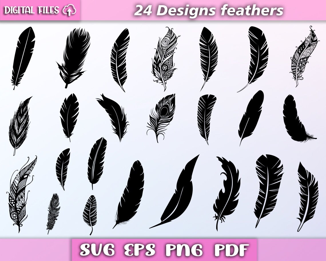 Feathers Bundle Svg/ Feather Svg/ Feathers Vector/ Silhouette/ Eps/pdf ...