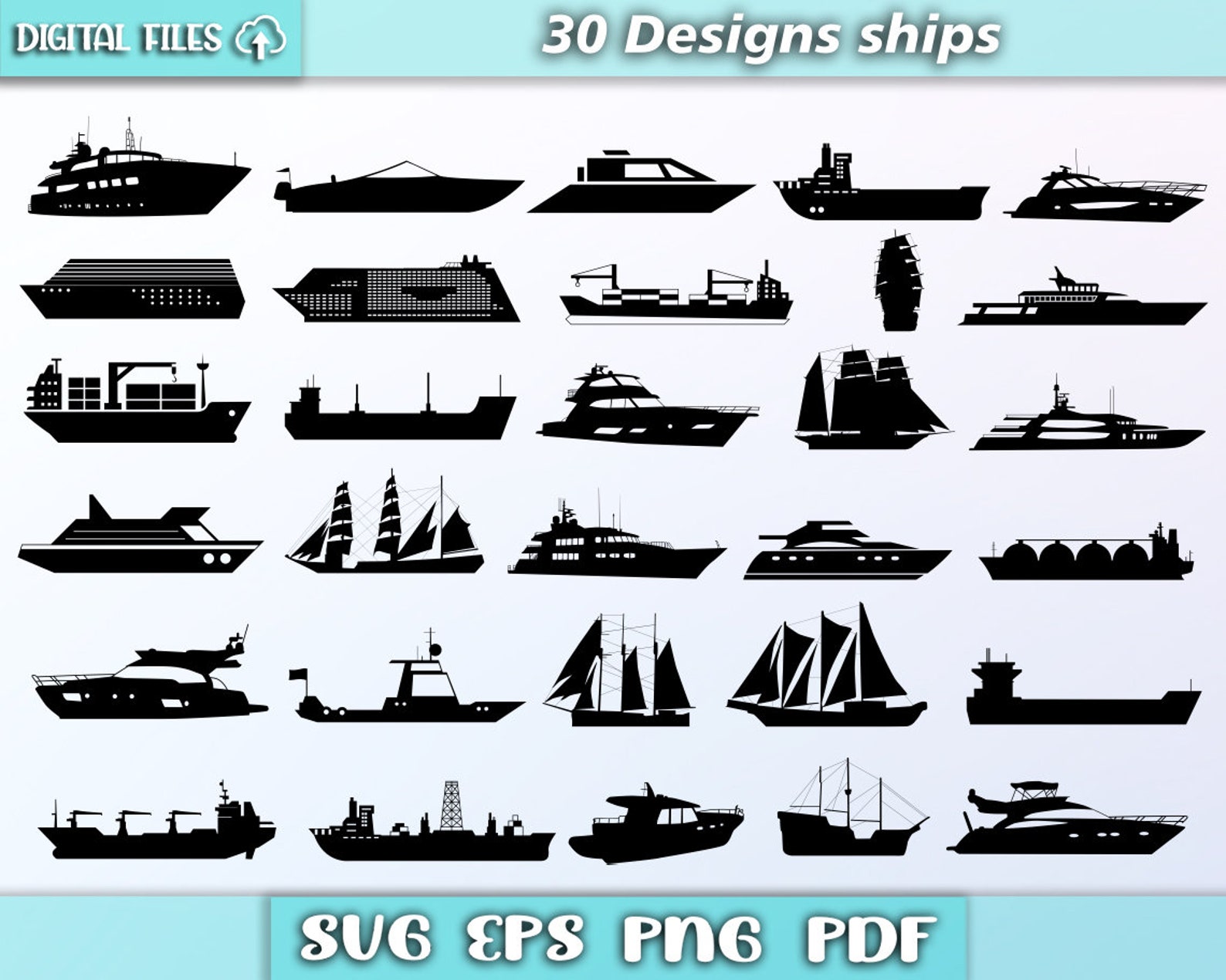 Yacht Svg/ Bundle Ships/ Silhouette Yacht/ Criuse, Travel/ Eps/pdf/png ...