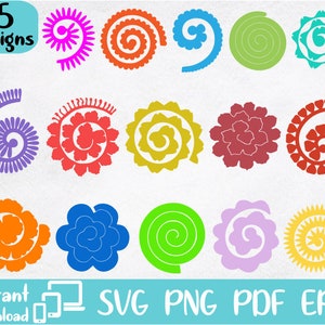 Flowers Svg Rolled Flowers Svg Paper Flowersorigami | Etsy