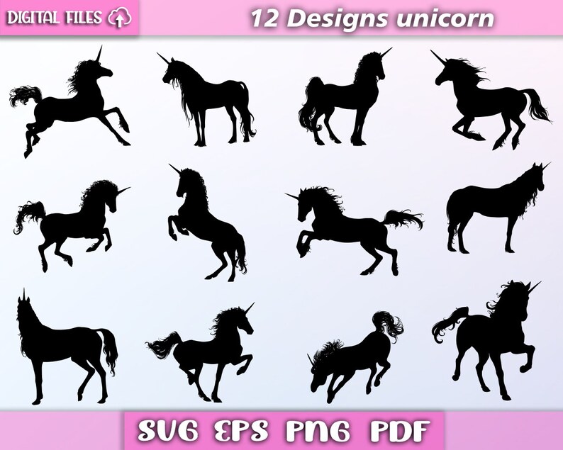 Unicornio svg/ paquete unicornios/ caballo svg/ unicornio silhoeutte ...