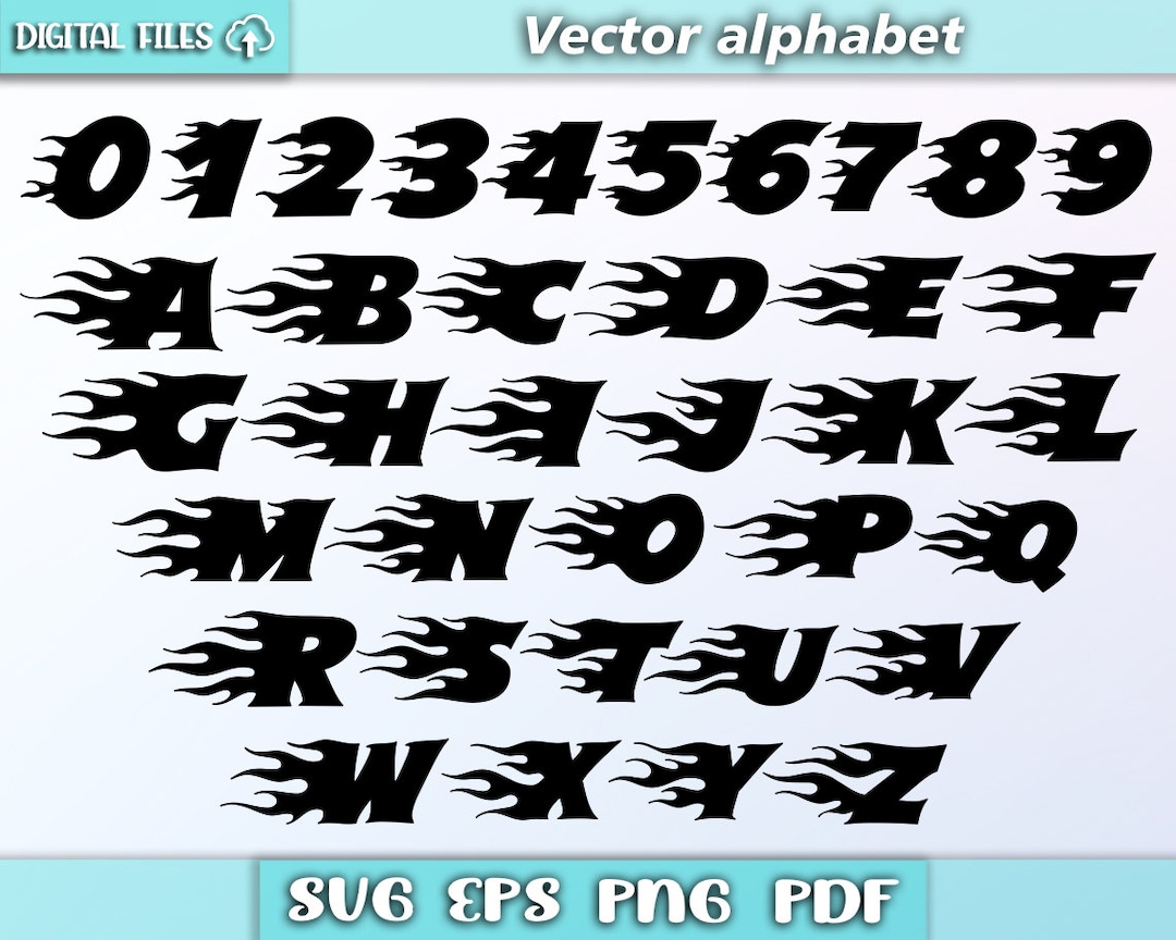 Fire Alphabet Svg/ Fire Font Vector/ Flame Font Svg/ Fire Font Svg ...