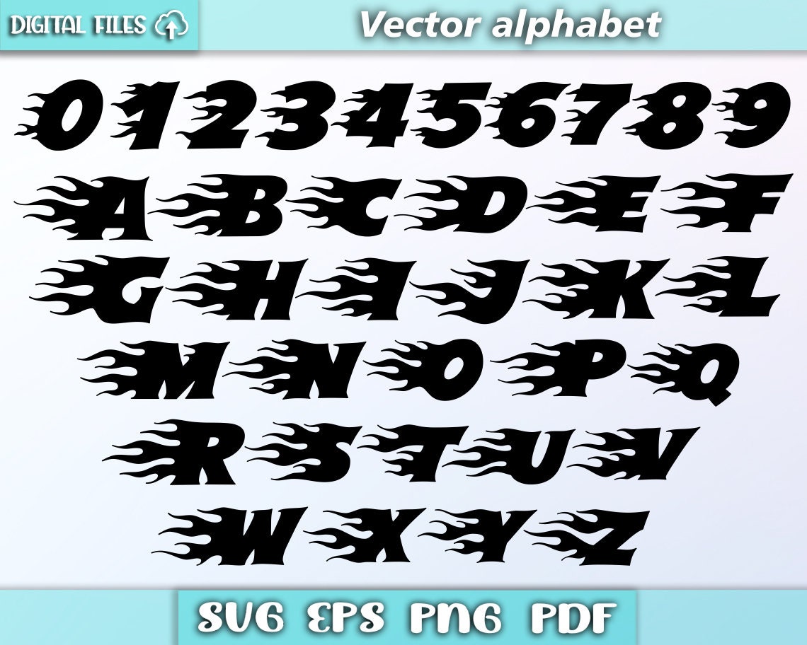 Fire Alphabet Svg/ Fire Font Vector/ Flame Font Svg/ Fire Font Svg ...