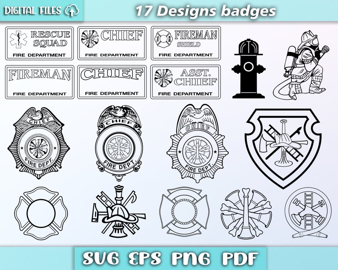 Fireman Svg/ Firefighter Svg/ Fireman Badge Svg/ Fire Svg/ Fireman ...