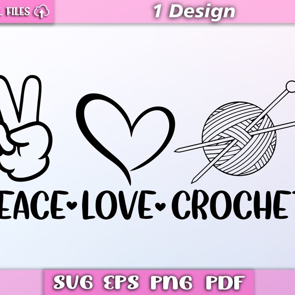 Peace Love Crochet Svg - Etsy