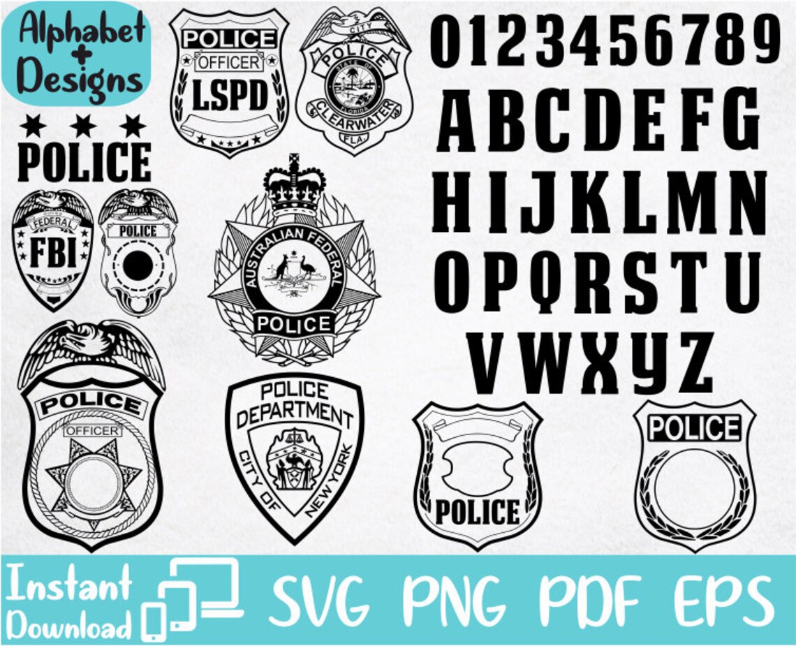 Police Alphabet SVG Bundle Svg Police Font Police Badges | Etsy