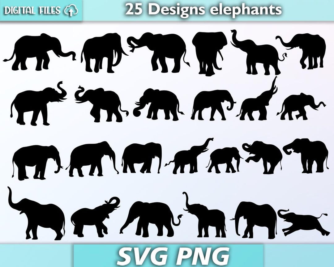Elephats Bundle Svg/ Elephant Svg/ Elephant Silhouette/ Elephant Vector ...