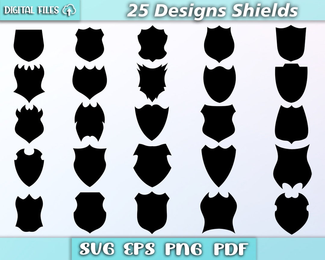 Shield Silhouette Svg/ Shields Svg/ Vector Badges/ Shields Png/ Badges Svg/ Badges Clipart/ Eps ...