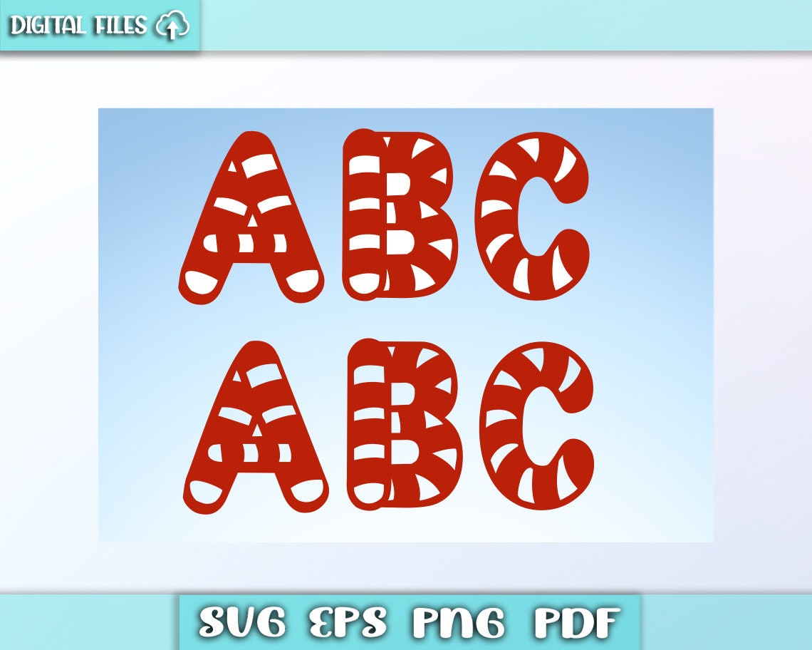 Christmas Alphabet Svg/ Christmas Font Vector/ Candy Alphabet/ Candy ...