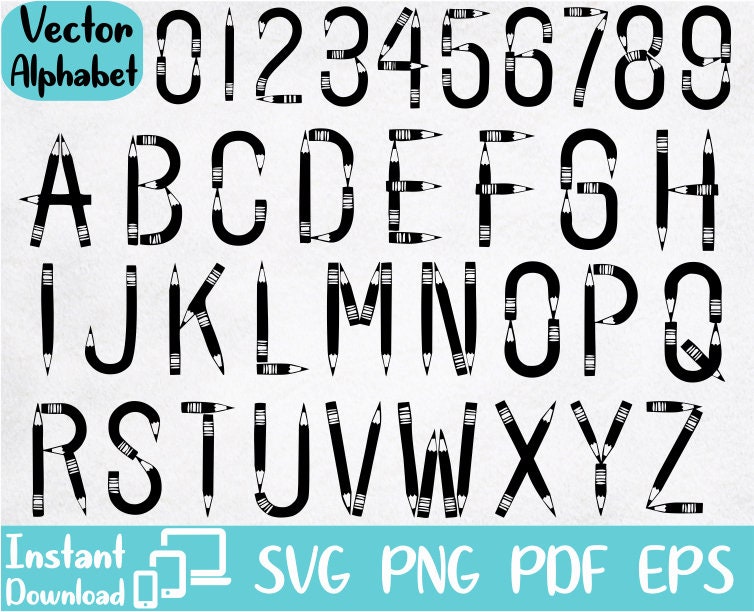 School Alphabet SVG School Font Svg Pencil Alphabet Kids - Etsy