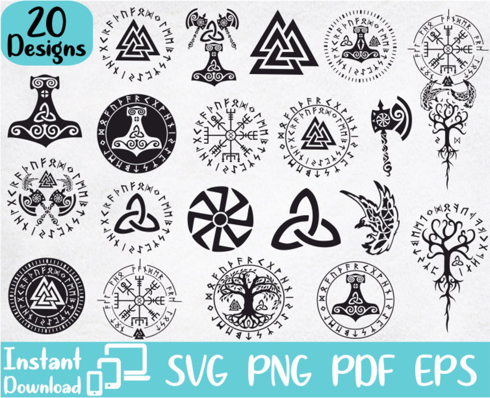Viking Symbols Circle Rune Valknut Svg Scandinavian Rune - Etsy