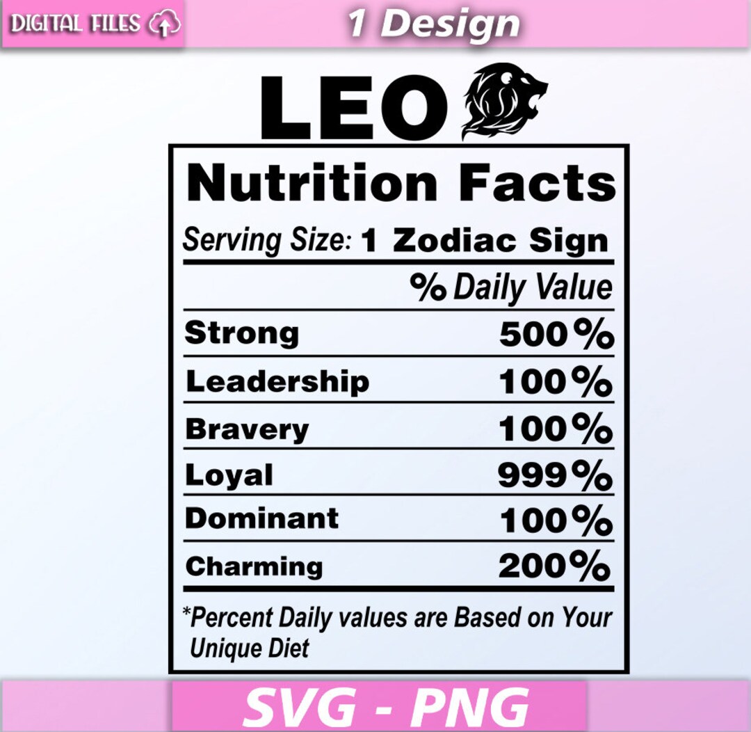 Leo Nutrition Facts Svg/ Zodiac Leo Sign/ Leo Svg/ Zodiac Sign Clipart ...