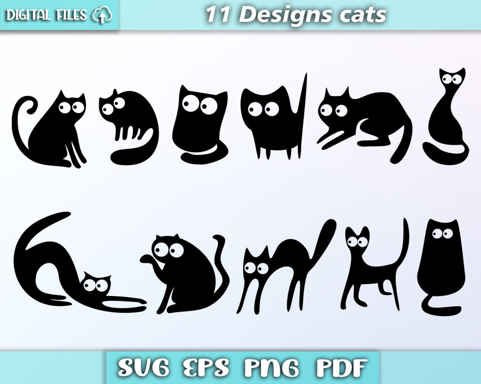 Cats Svg/ Cat Svg/ Bundle Cats/ Cat Silhouette/ Funny Cats Svg/ Cats ...