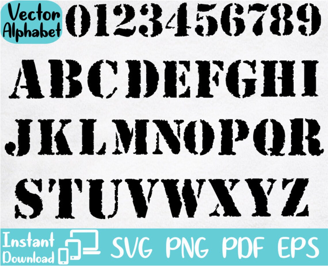 Distressed Alphabet SVG Distressed Stencil Font Svg Vector | Etsy