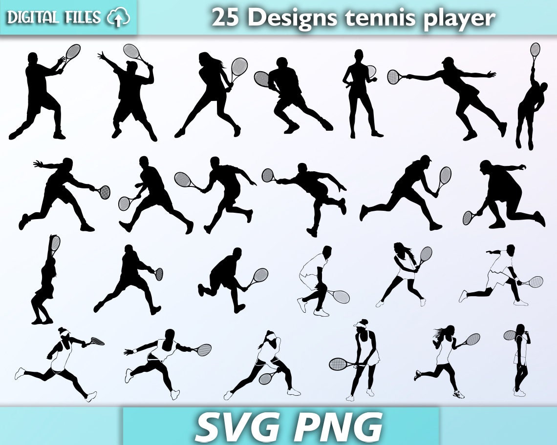 Tennis Player Svg/ Tennis Silhouette/ Tennis Players Svg/ Tennis Sport ...