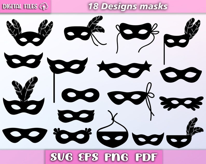 Carnival Masks Svg/ Mask Bundle Svg/ Silhouette Masks/ Vector - Etsy