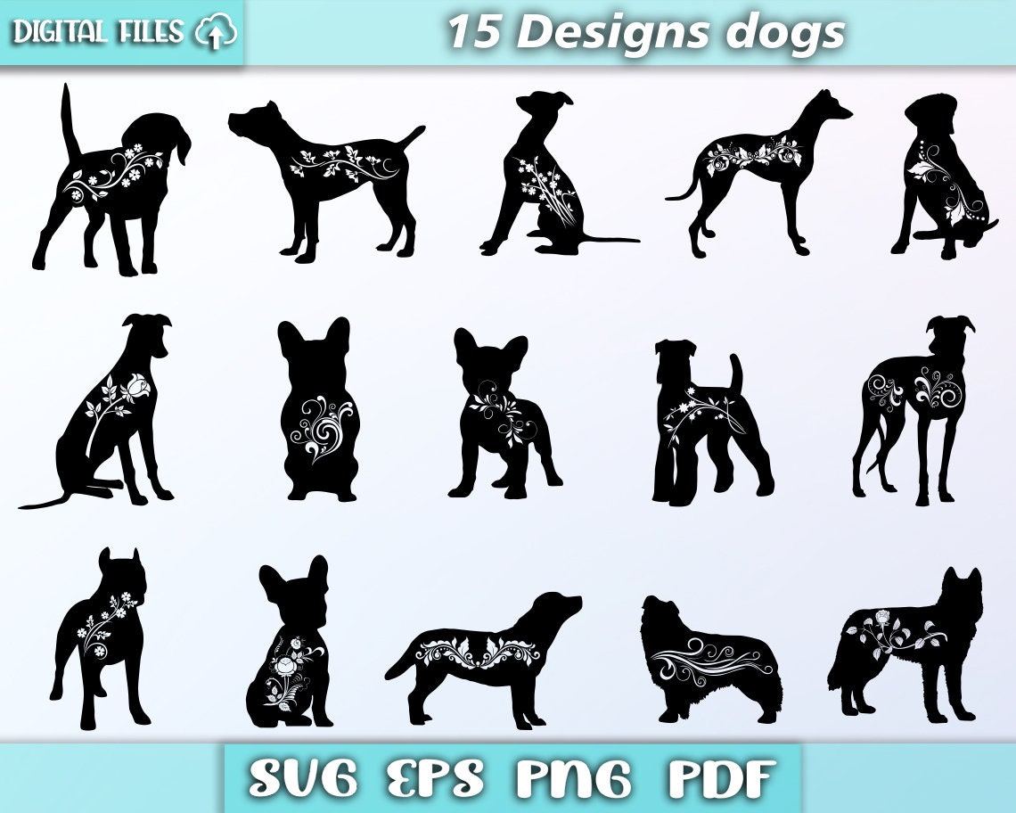 Dogs Svg/ Dog Floral Svg/ Flower Dog/ Animal Svg/ Flower Dogs/ Dog ...