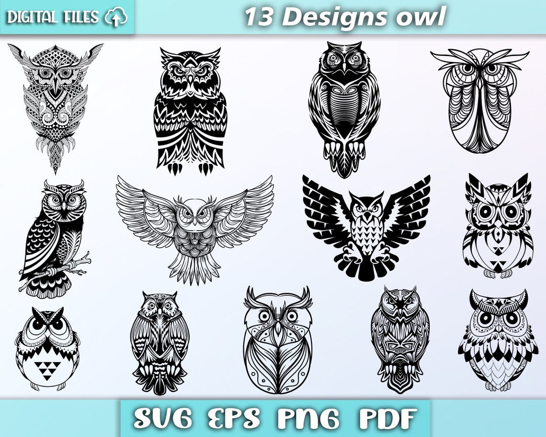 Owl Bundle Svg/ Owl Vector/ Cute Owl/ Silhouette Owl/ Eps/pdf/png/svg ...