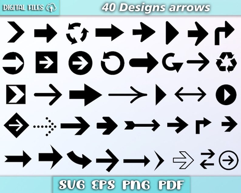Arrows Svg Bundle/ Arrow Svg/ Arrows Vector/ Arrow Clipart/ Eps/pdf/png ...
