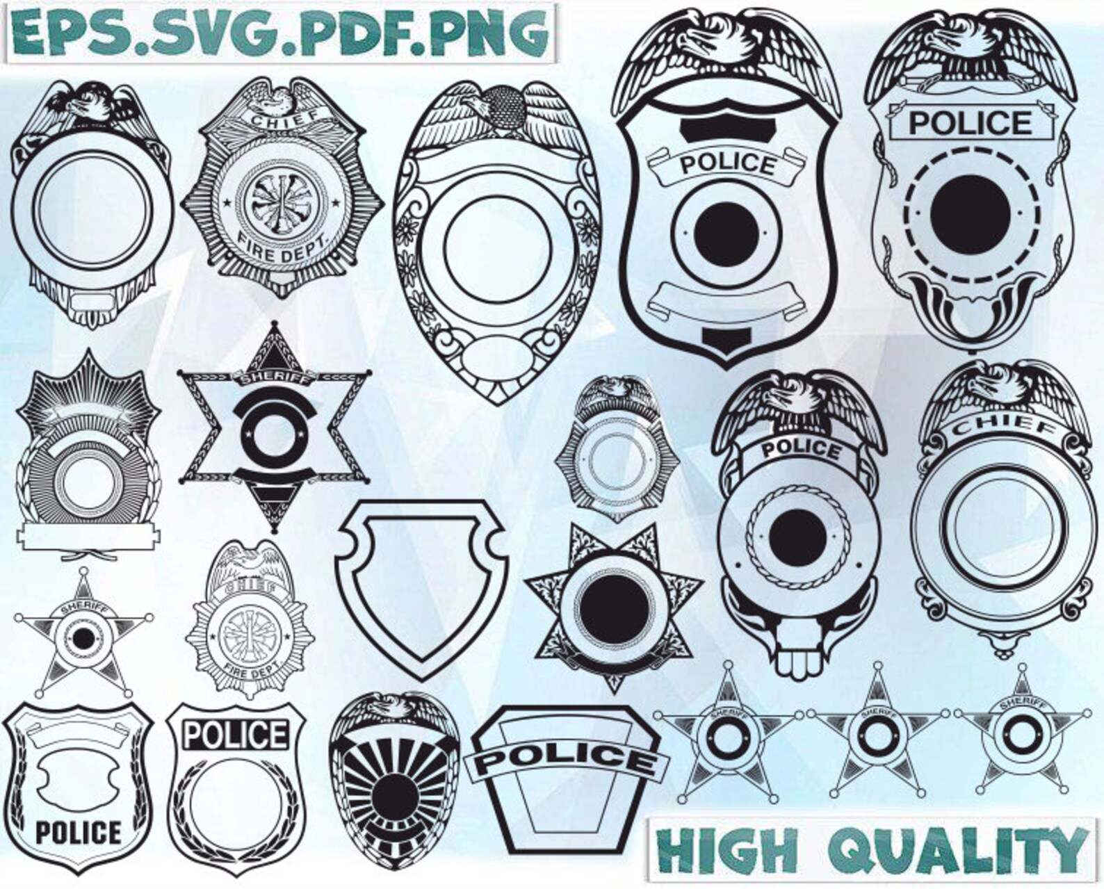 Police badges svg Police shields svg Police departament | Etsy