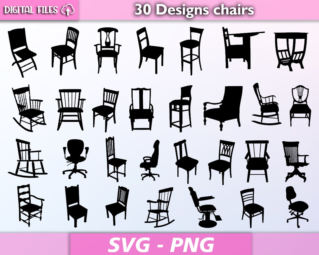 Chairs Bundle Svg/ Chair Svg/ Chairs Silhouette/ Vector Chair/ Chairs ...