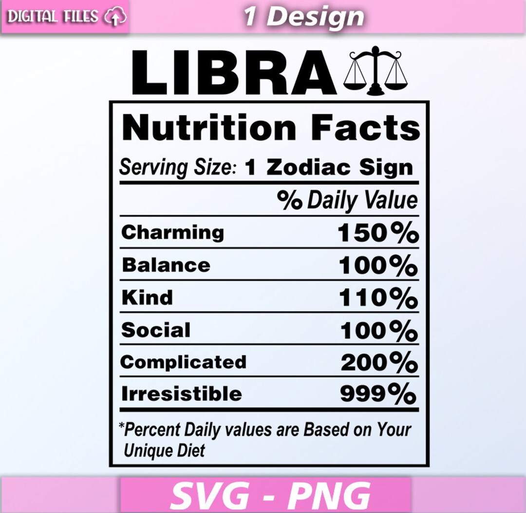 Libra Nutrition Facts Svg/ Libra Zodiac Svg/ Lidra Zodiac Sign/ Libra ...