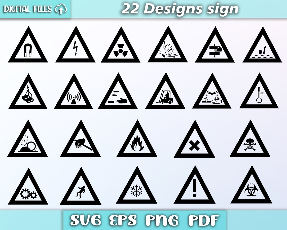Warning Signs Svg/ Road Signs Svg/ Signs Bundle/ Signs Silhouette/ Sign ...