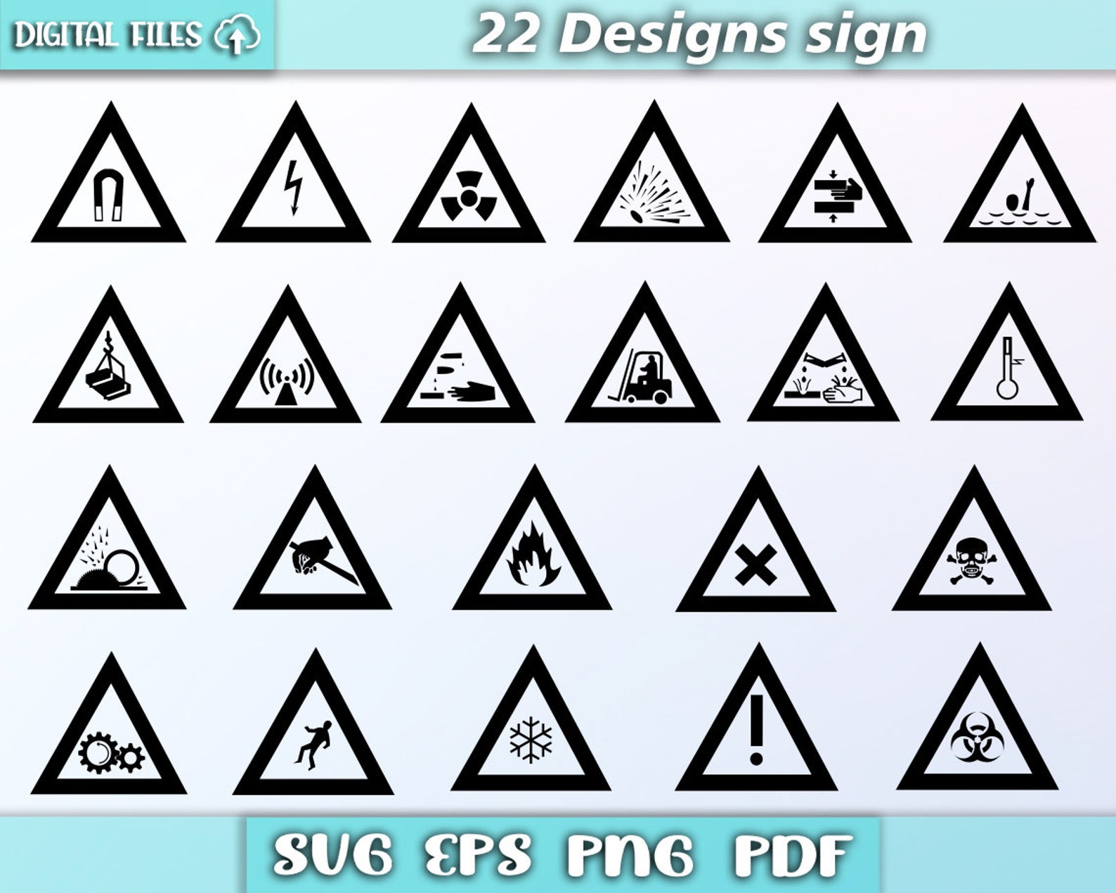 Warning Signs Svg/ Road Signs Svg/ Signs Bundle/ Signs Silhouette/ Sign ...